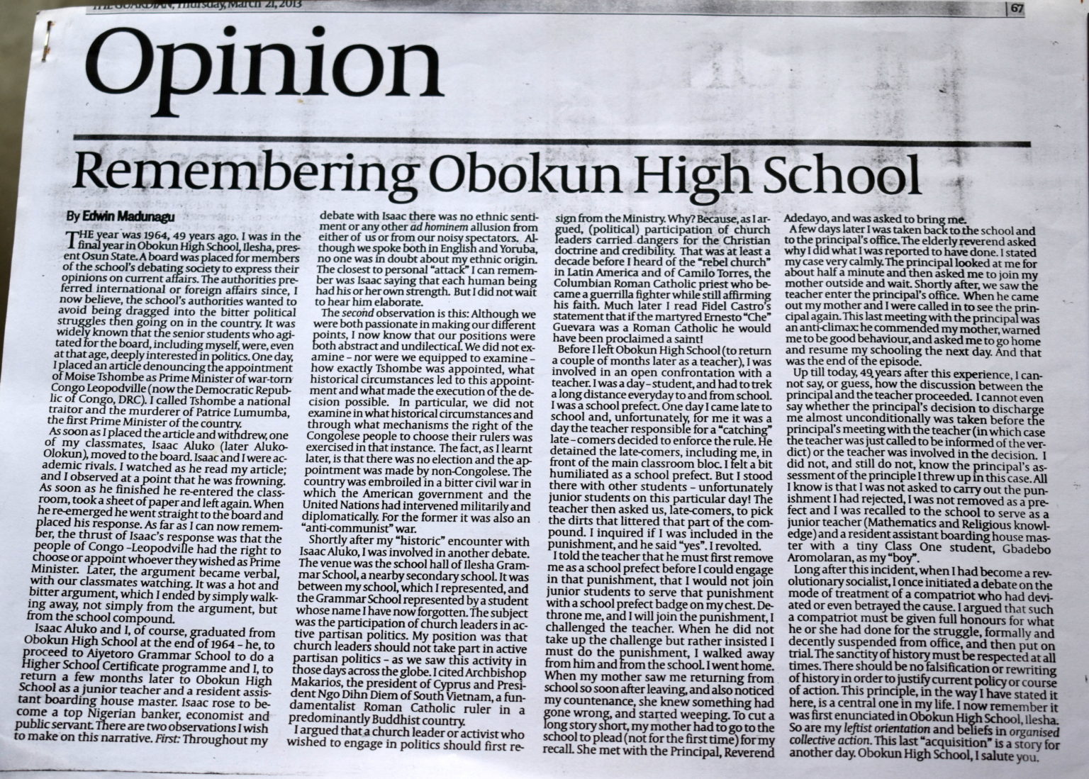 Remembering Obokun High School – Socialist Library and Archives