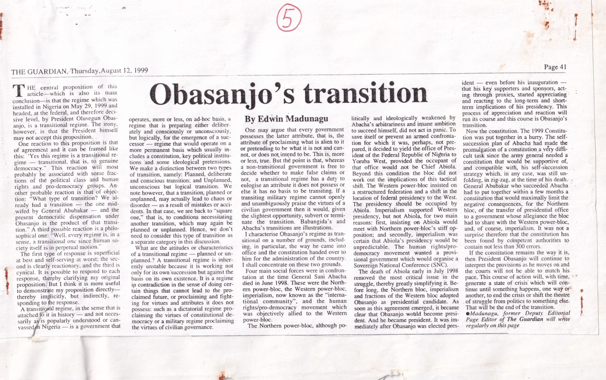 Obasanjo’s transition – Socialist Library and Archives